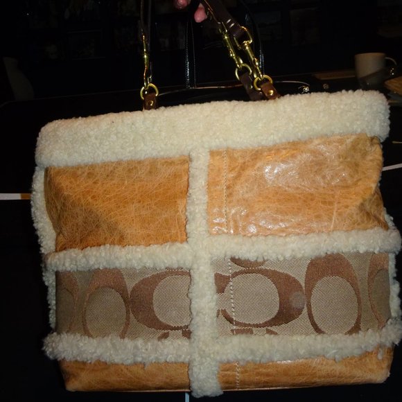 Coach | Bags | Rare Coach Leather Shearling Fur Sheepskin Tote | Poshmark